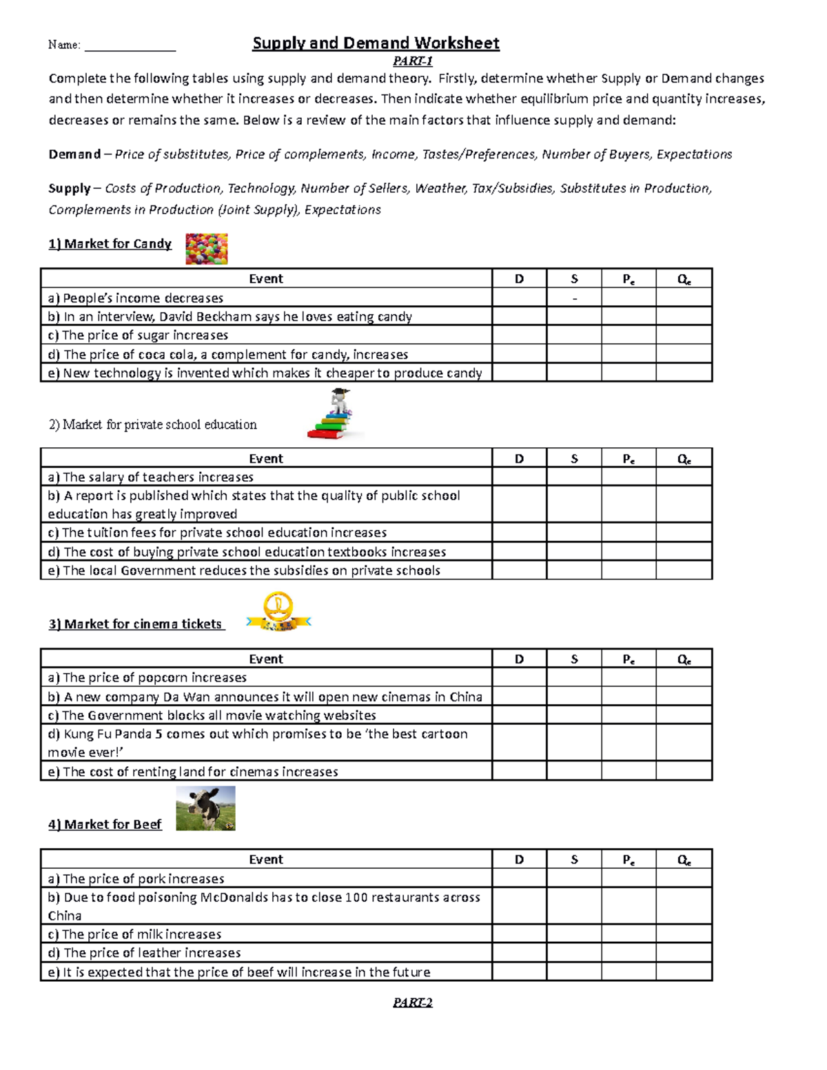 @@@Worksheet-supply and demand problems KEY - Name ...