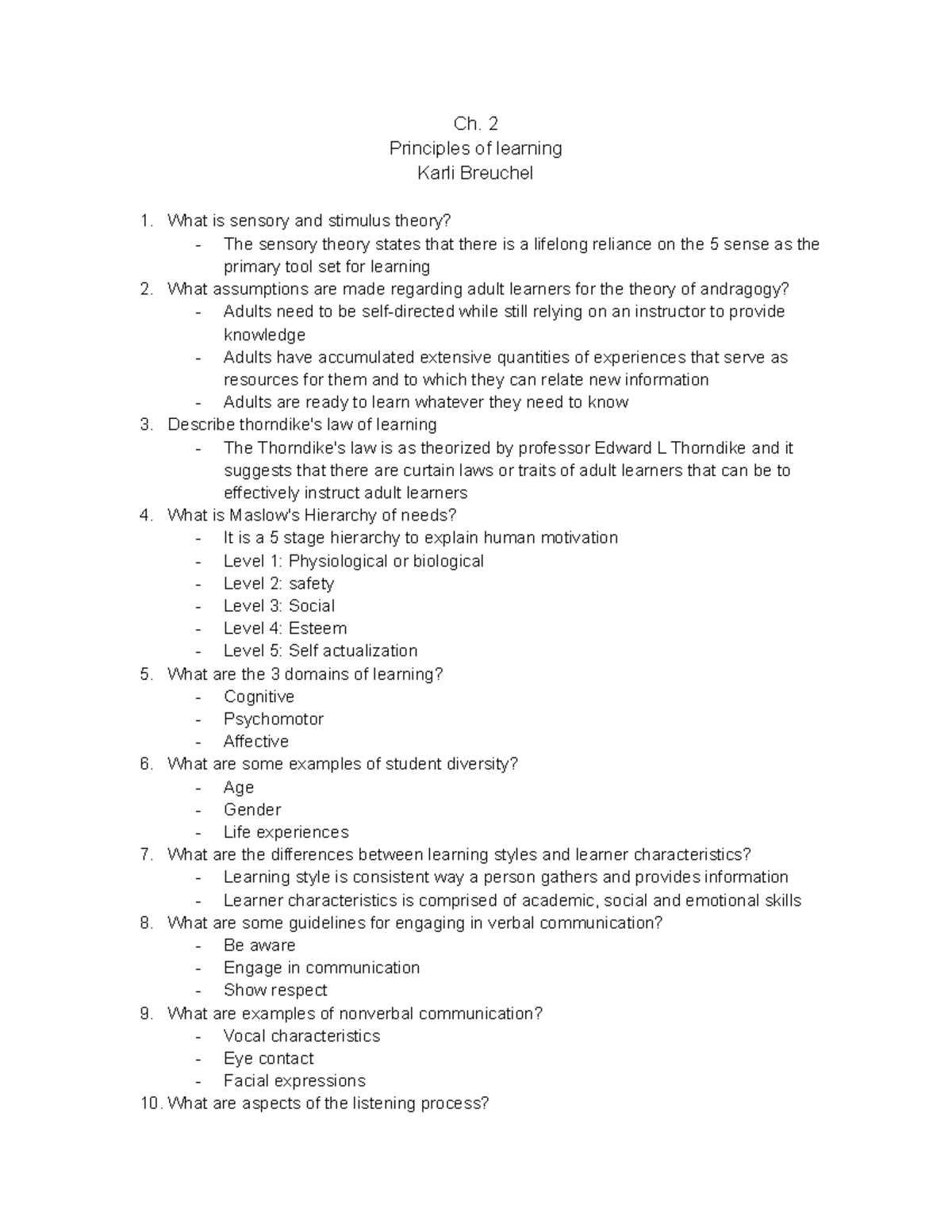 FIS 145 Week 2 - Notes - Ch. 2 Principles of learning Karli Breuchel ...