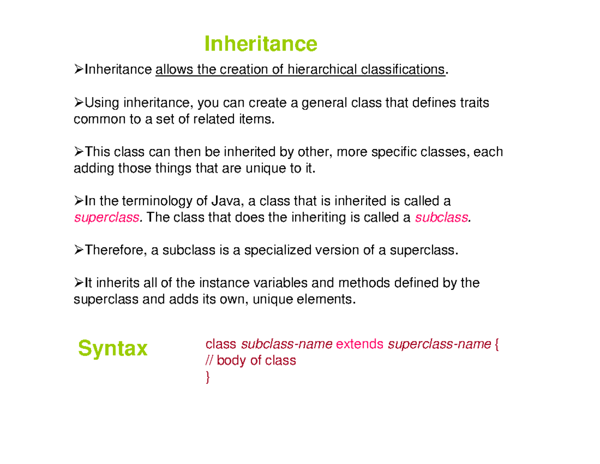 Inheritance-3 - sss - ¾Inheritance allows the creation of hierarchical ...