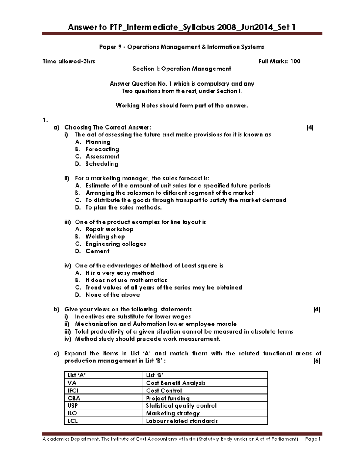 Solution 9 - Vvcc - Paper 9 - Operations Management & Information ...