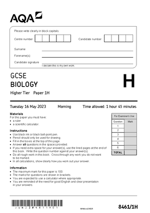AQA GCSE Biology Foundation Paper 2 June 2022 Mark Scheme - GCSE ...