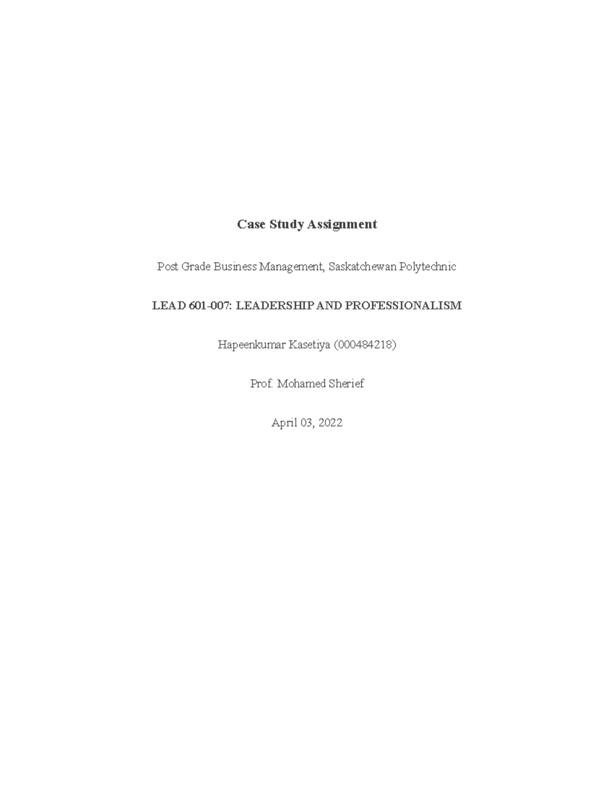 Case Study at work place on effective training - Case Study Assignment ...