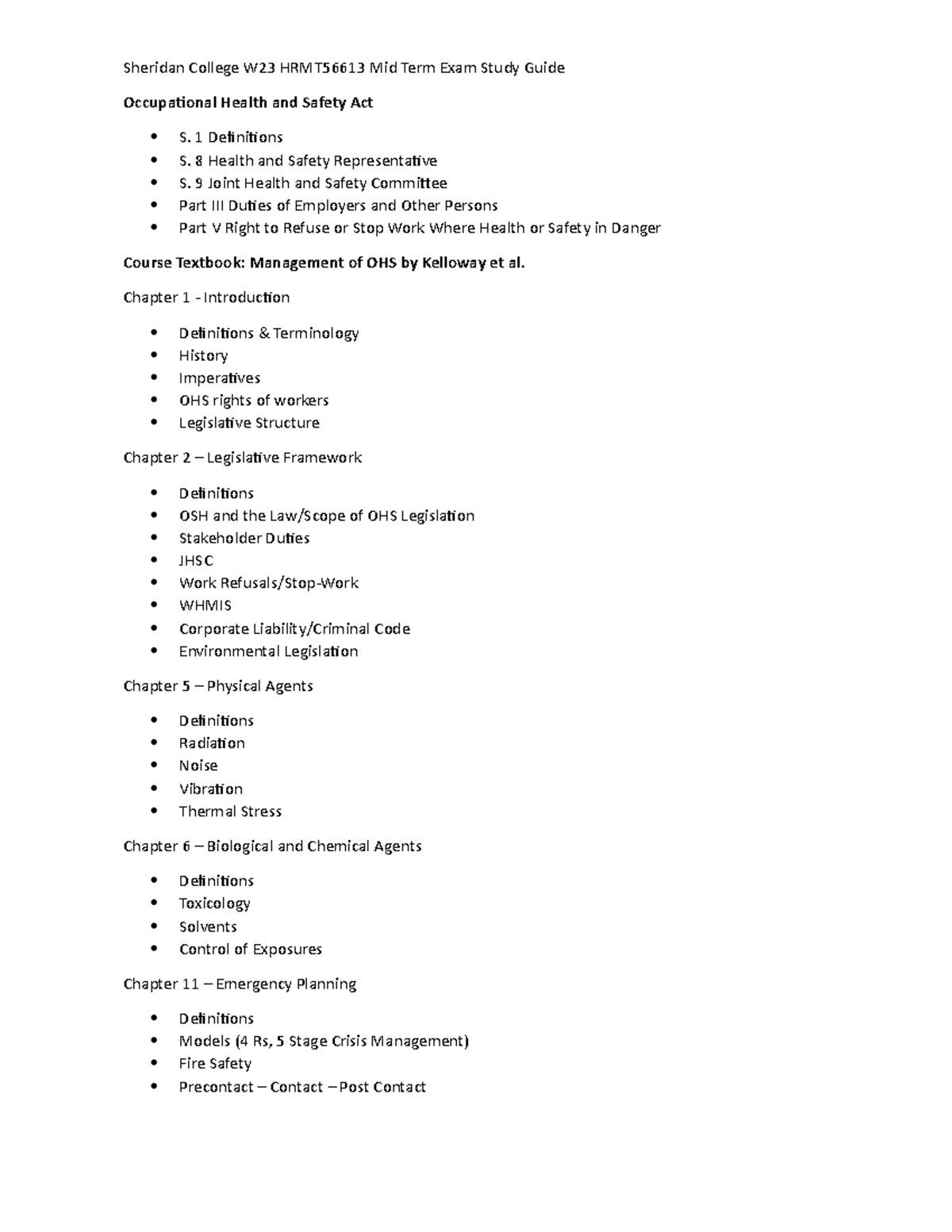 Mid Term Study Guide - Sheridan College W23 HRMT56613 Mid Term Exam ...