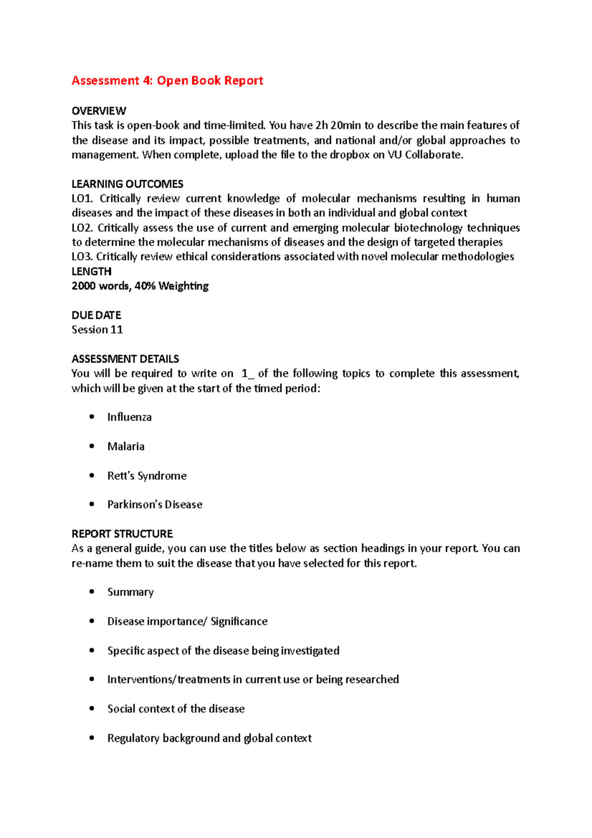 Assessment 4 Open-Book Report (HBM3204) - Assessment 4: Open Book ...