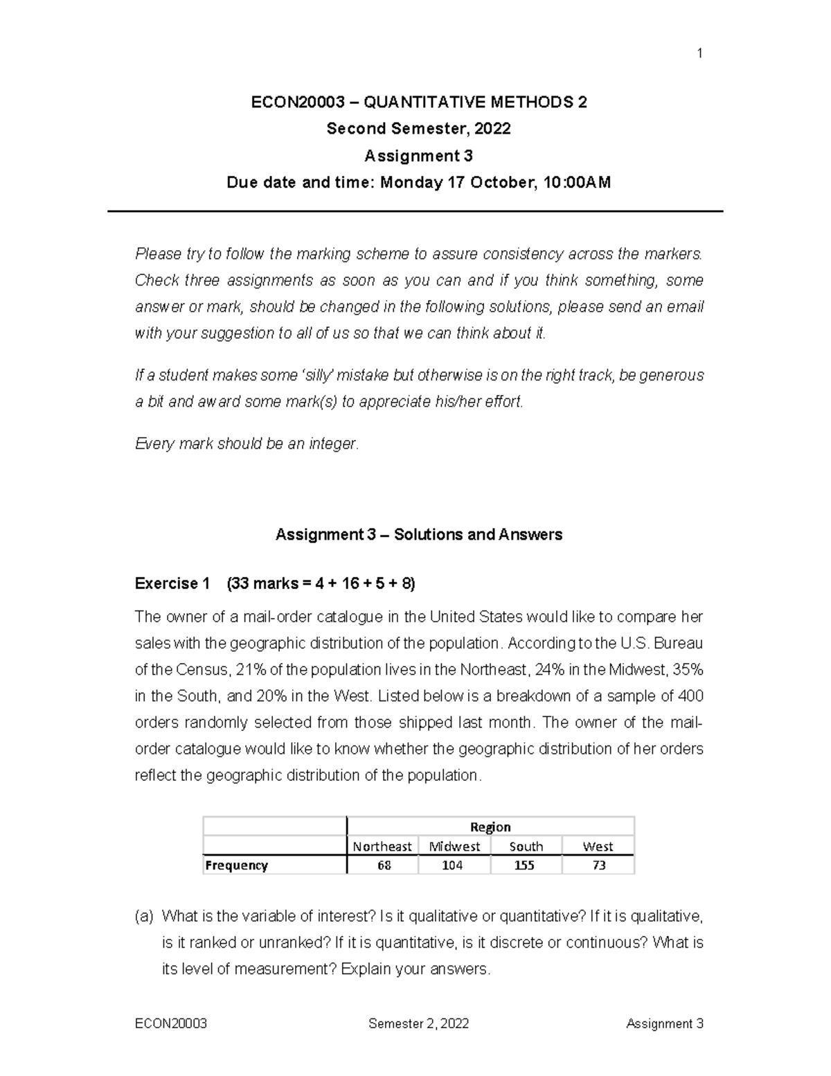 Assignment 3 answers and marking guide - FNCE20005 - Unimelb - Studocu
