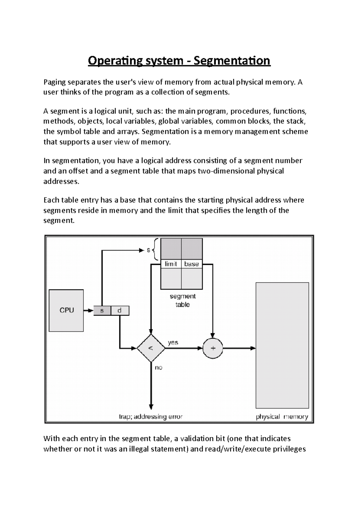 Operating System Segmentation Operating System Segmentation Paging Separates The Users