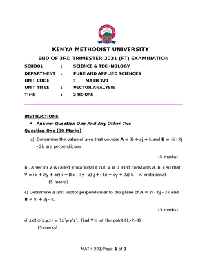 MATH 102 1 2024 Assignment - KENYA METHODIST UNIVERSITY FOUNDATIONS OF MATHEMATICS MATH 102 ...