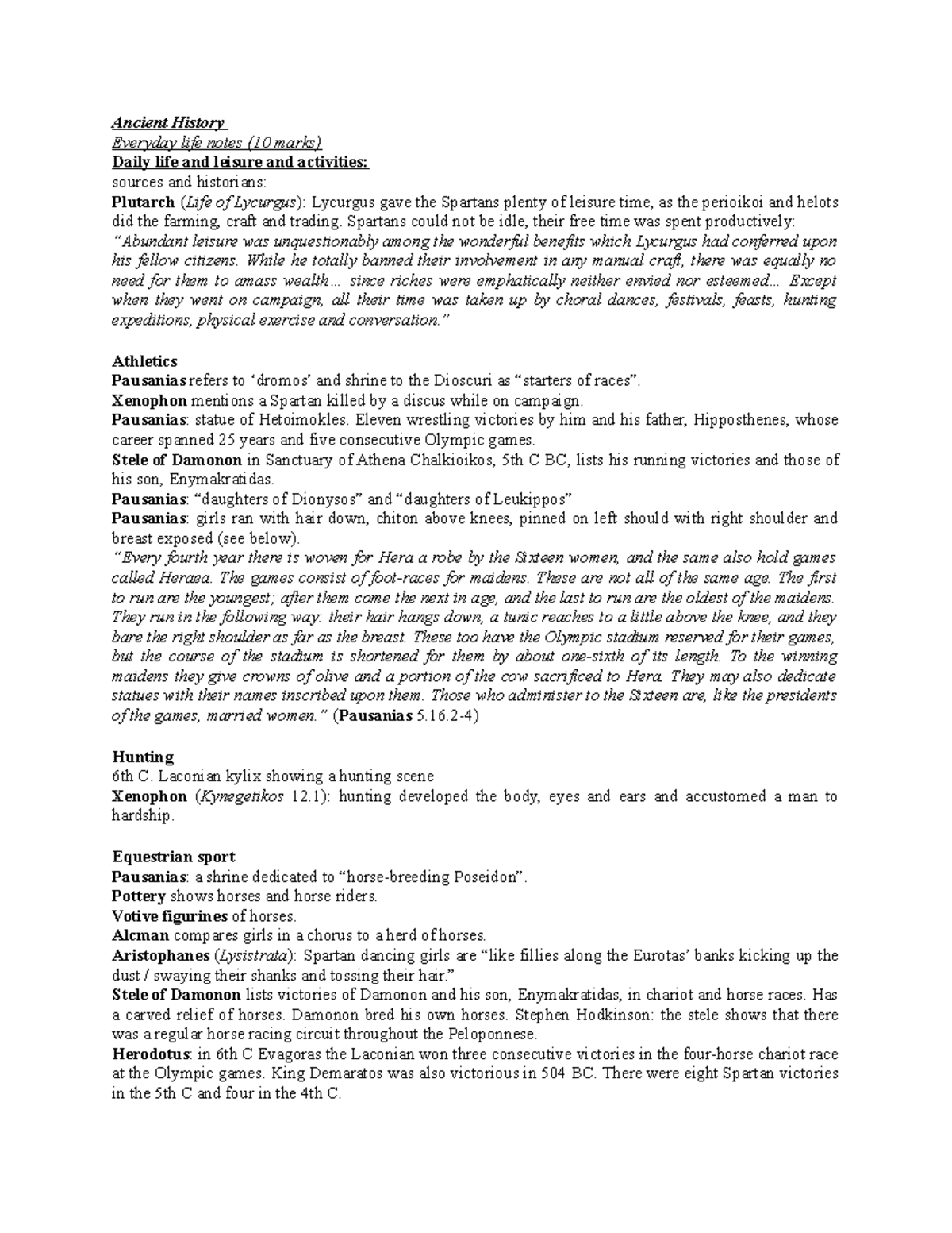 Ancient History - class notes - Ancient History Everyday life notes (10 ...