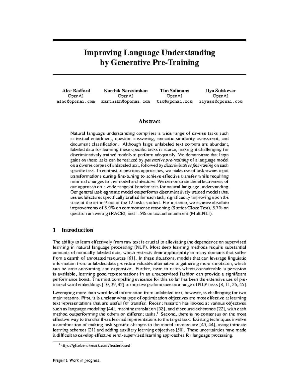 Improving Language Understanding By Generative Pre Training Improving Language Understanding