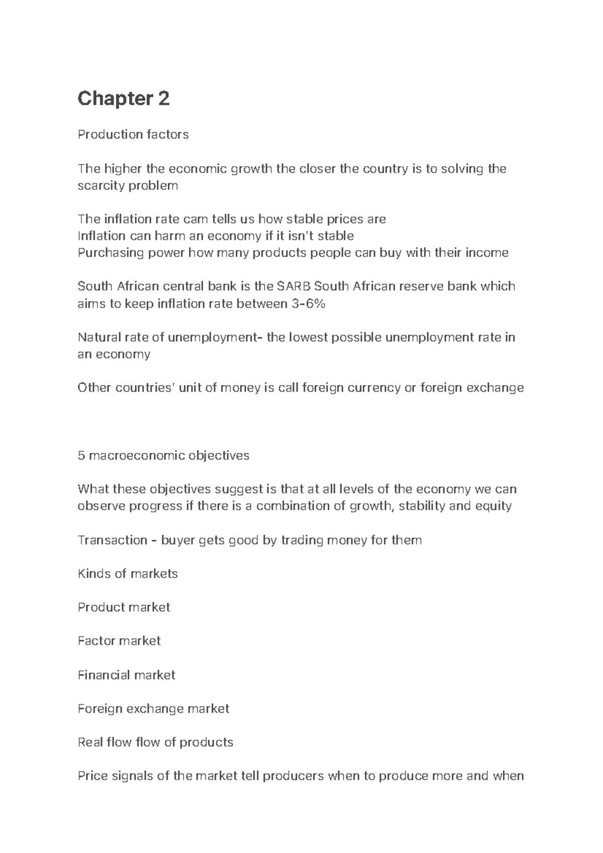Chapter 2 economics - These are revision notes to help you study for ...