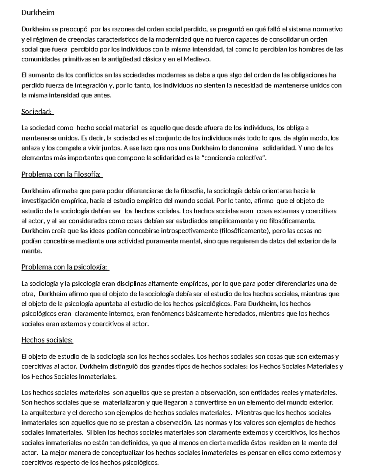 Teoría Social Resumen 1er Parcial Durkheim Durkheim Se Preocupó Por