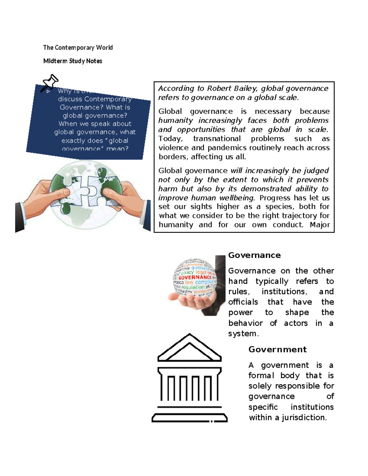 Midterm study notes - The Contemporary World Midterm Study Notes Why is ...