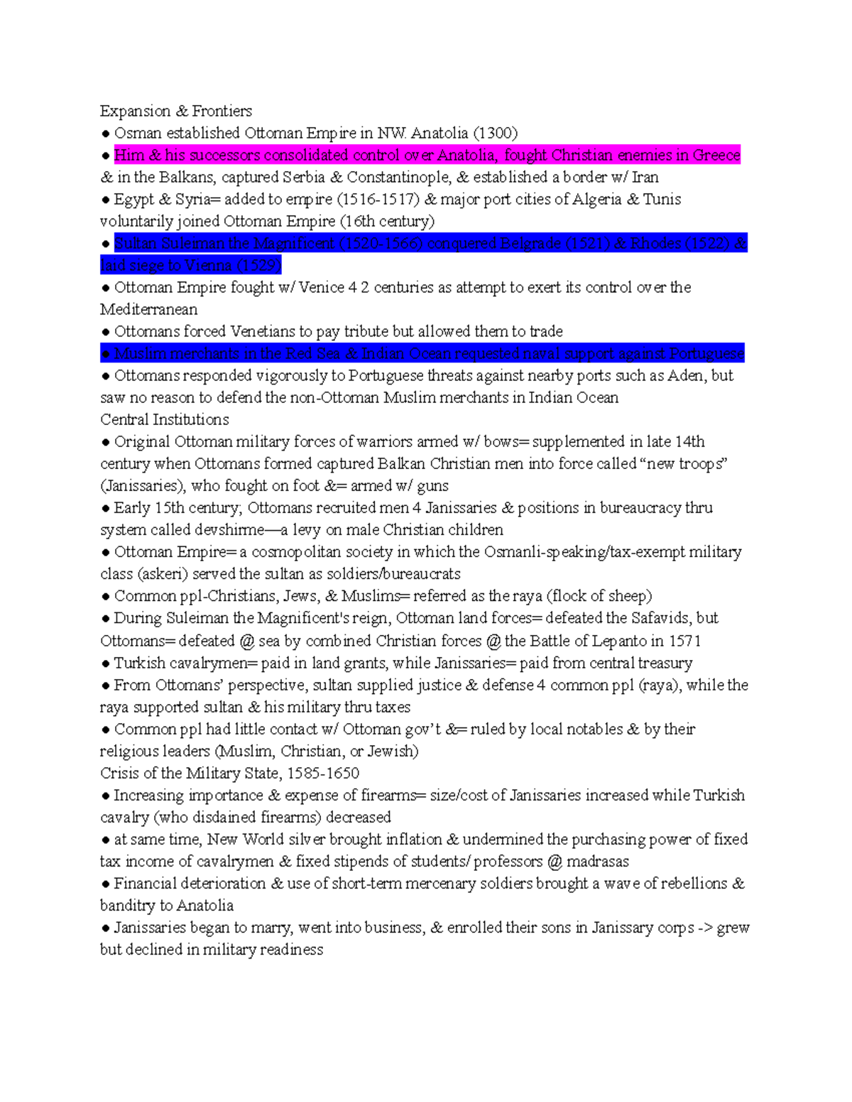 Chapter 20 notes - Expansion & Frontiers Osman established Ottoman ...