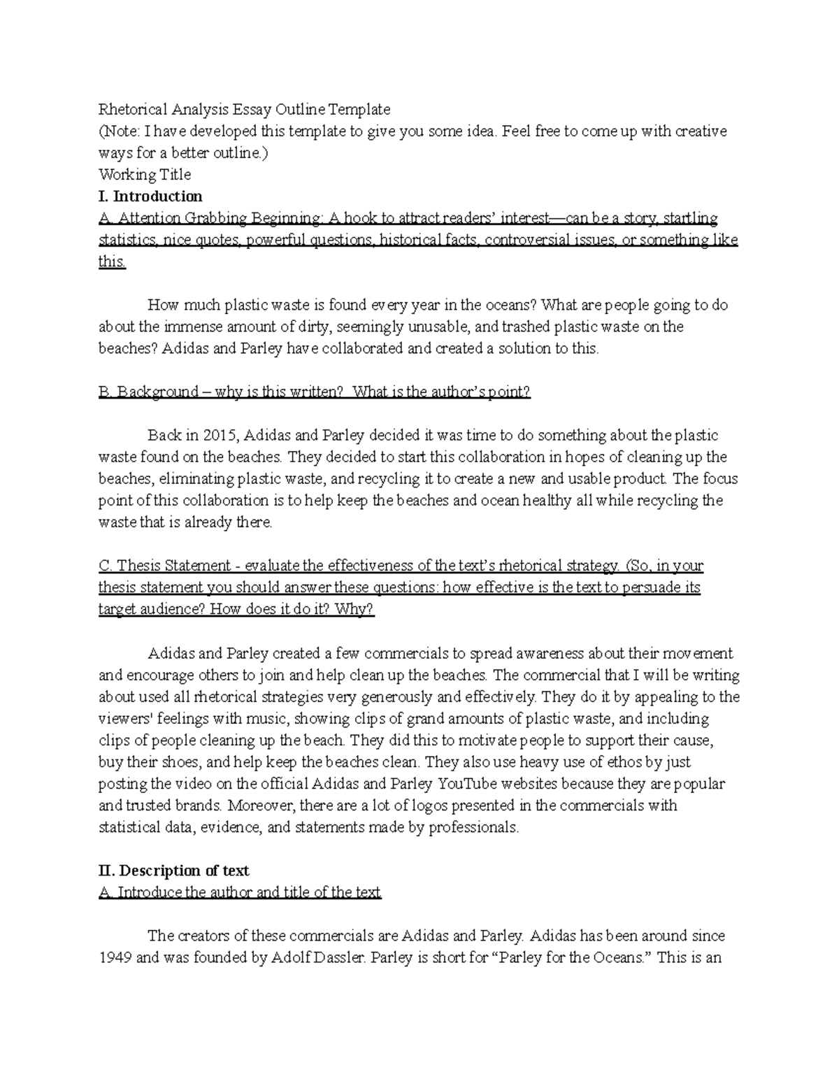 RC2-Rhetortic Analysis Outline - Rhetorical Analysis Essay Outline ...