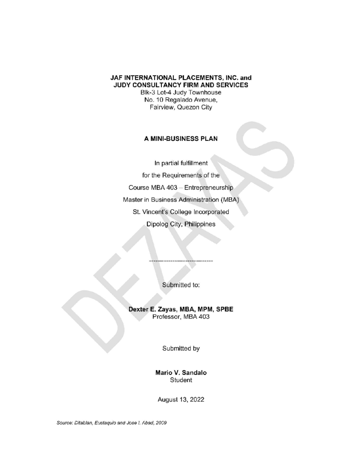 Business+Plan+Sample+-+mba - Marketing Management - Studocu