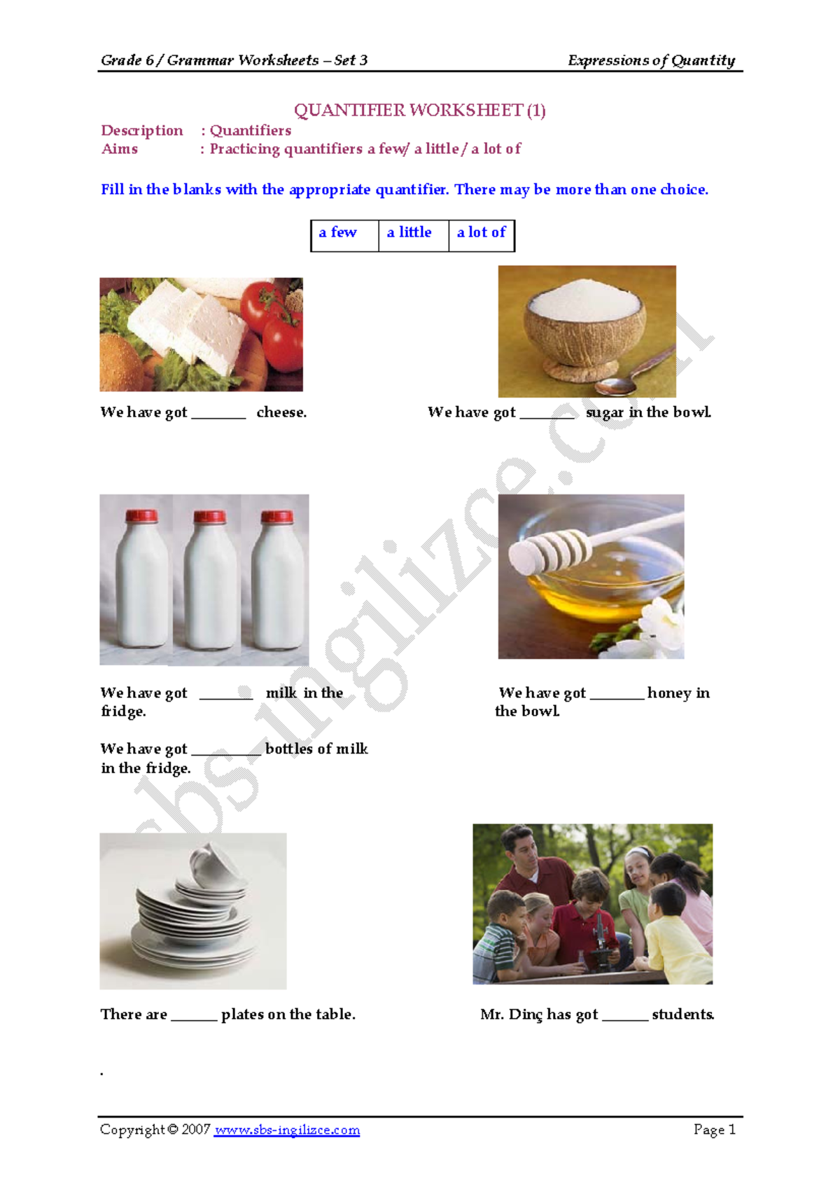 Revision quantifiers - Description : Quantifiers QUANTIFIER WORKSHEET ...