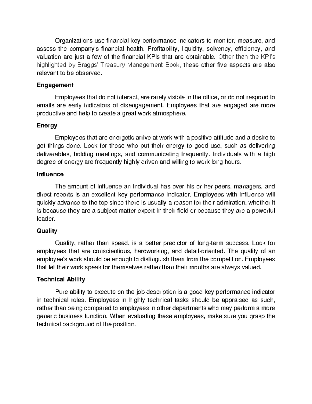 Activity 1 - Treasury KPIs - Organizations use financial key ...