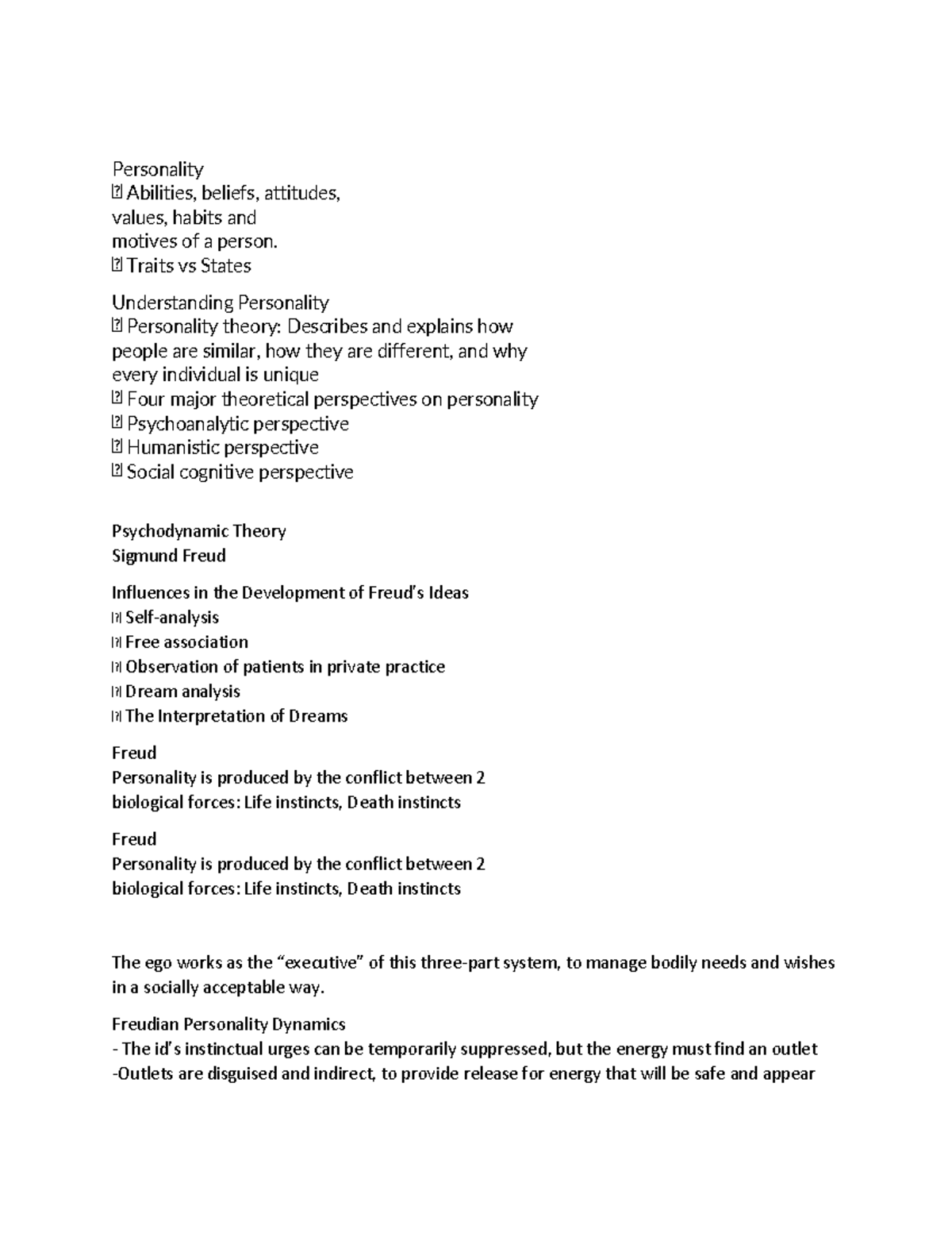 Personality notes - Personality Abilities, beliefs, attitudes, values ...