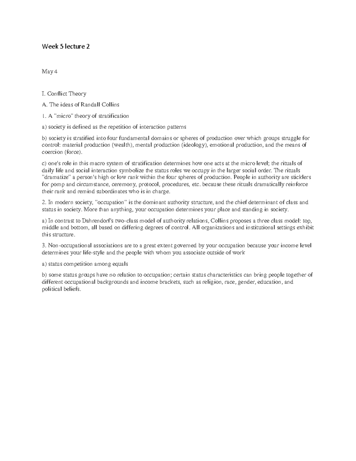 Week 5 lecture 2 - conflict theory cont. - Warning: TT: undefined function: 32 Week 5 lecture 2 ...