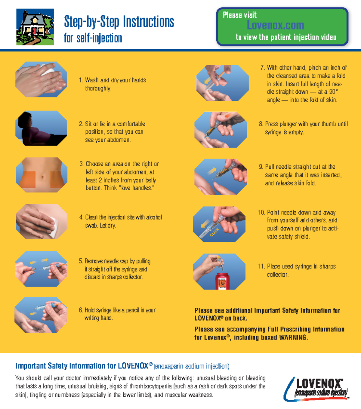 Lovenox Injection Instructions - Point needle down and away from ...