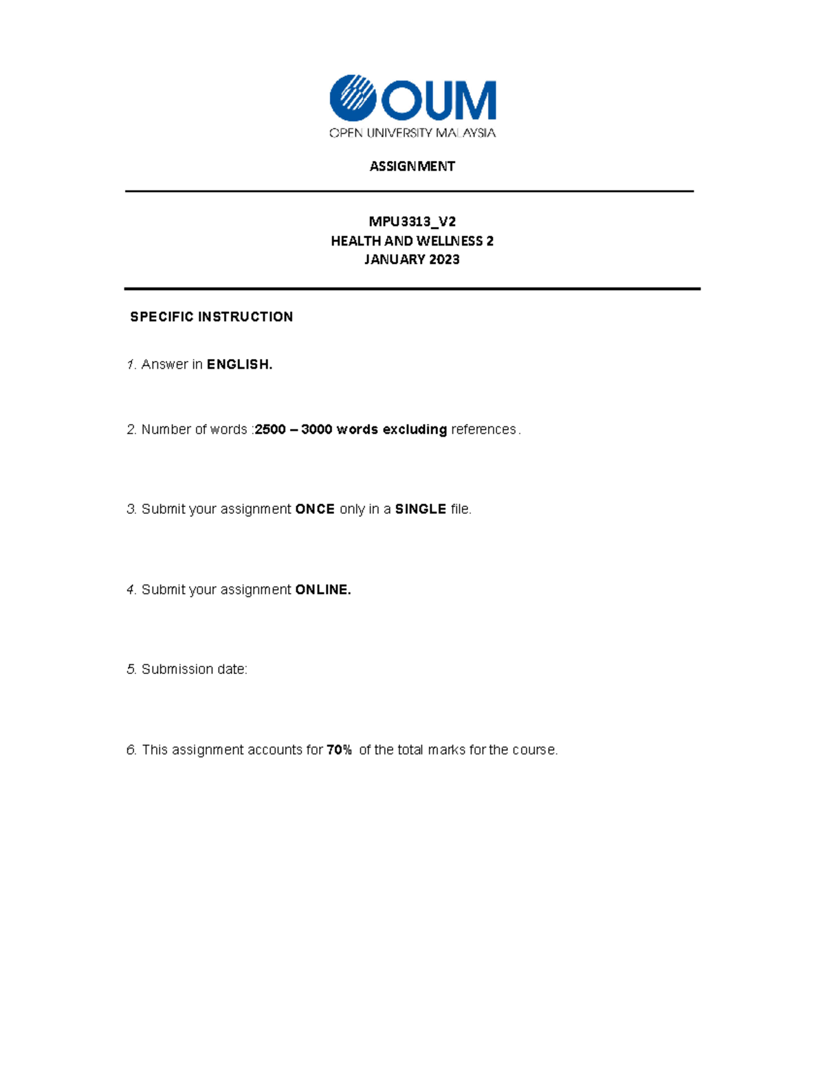 MPU3313 V2 Assignment JAN 2023 - ASSIGNMENT - Studocu
