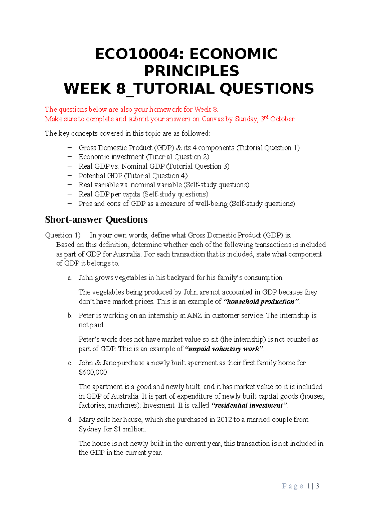 Week-8 Tutorial-Questions - ECO10004: ECONOMIC PRINCIPLES WEEK 8_TUTORIAL QUESTIONS The ...