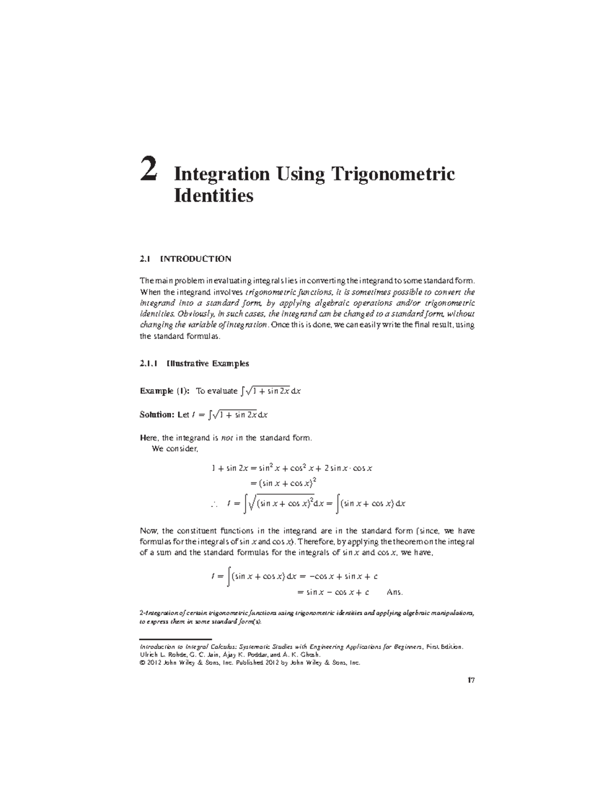 Integration Using Trigonometric - 2 Integration Using Trigonometric ...