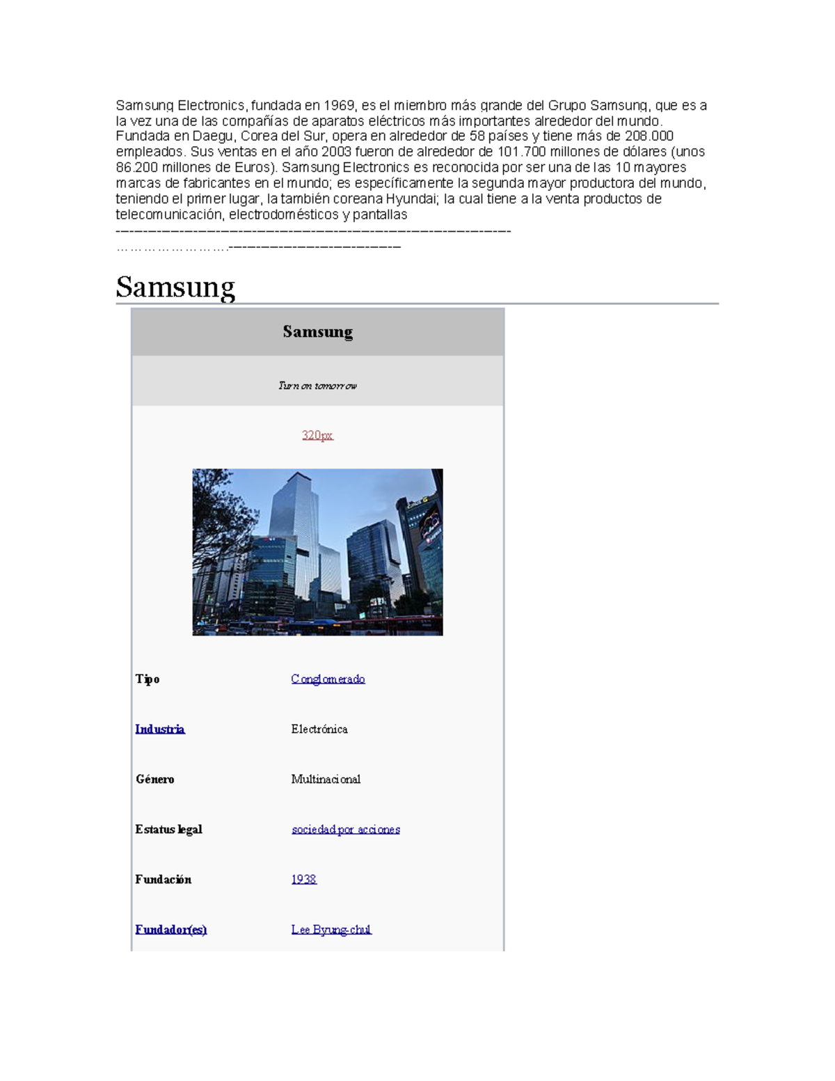 Samsung Electronics - APÙNTES - Samsung Electronics, fundada en 1969 ...