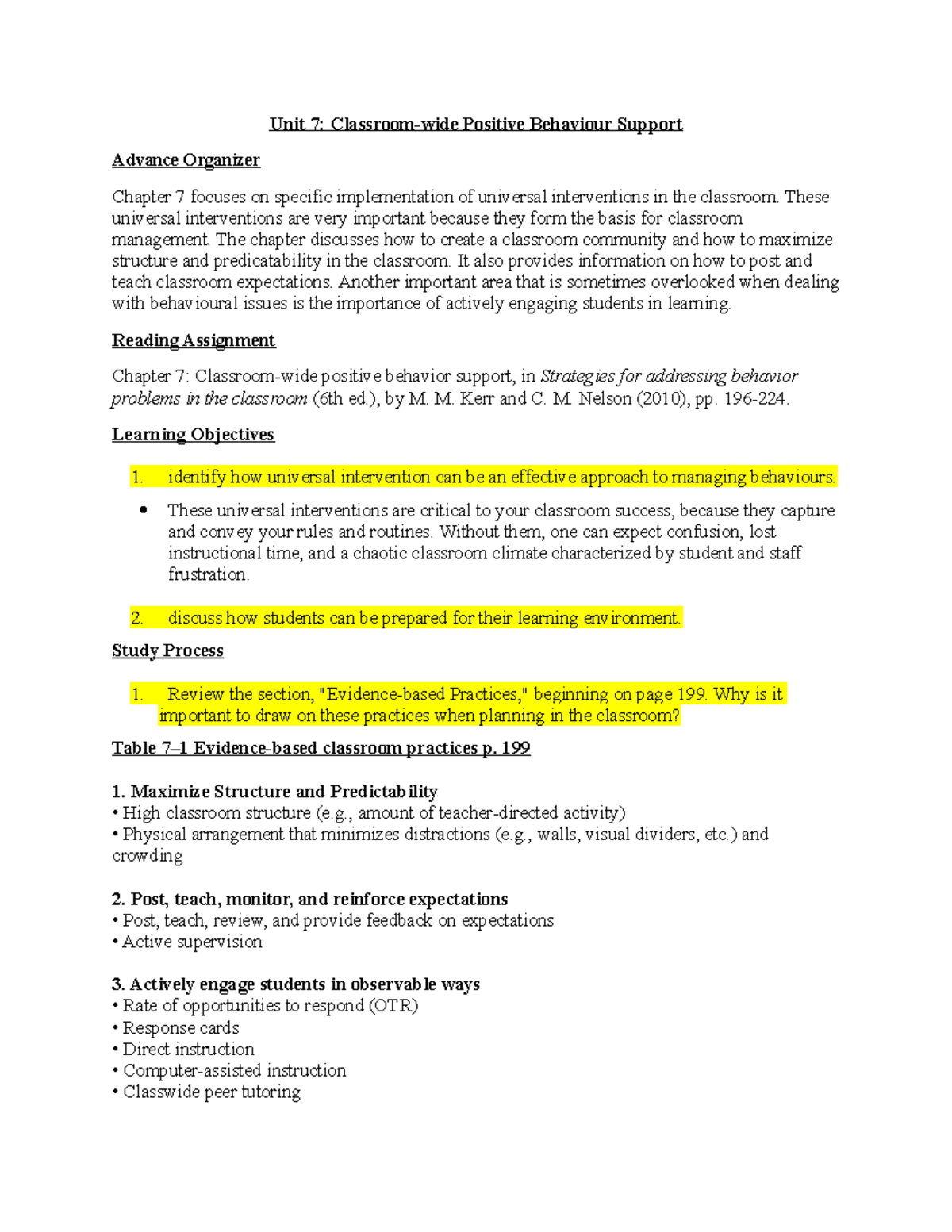 Unit 7 - EDPY 471 – Managing Behaviour Problems in the Classroom ...