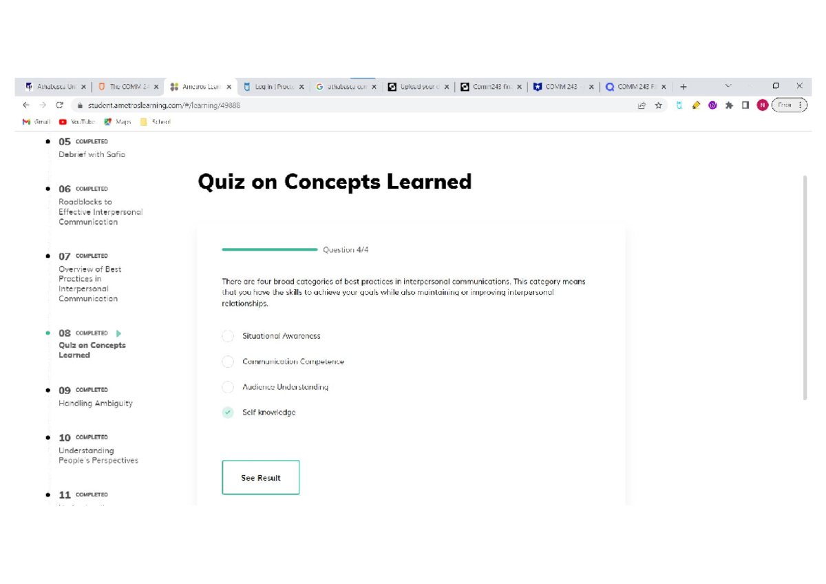 Quiz results 1 - Quiz Module 1 answer - Comm 243 - Studocu