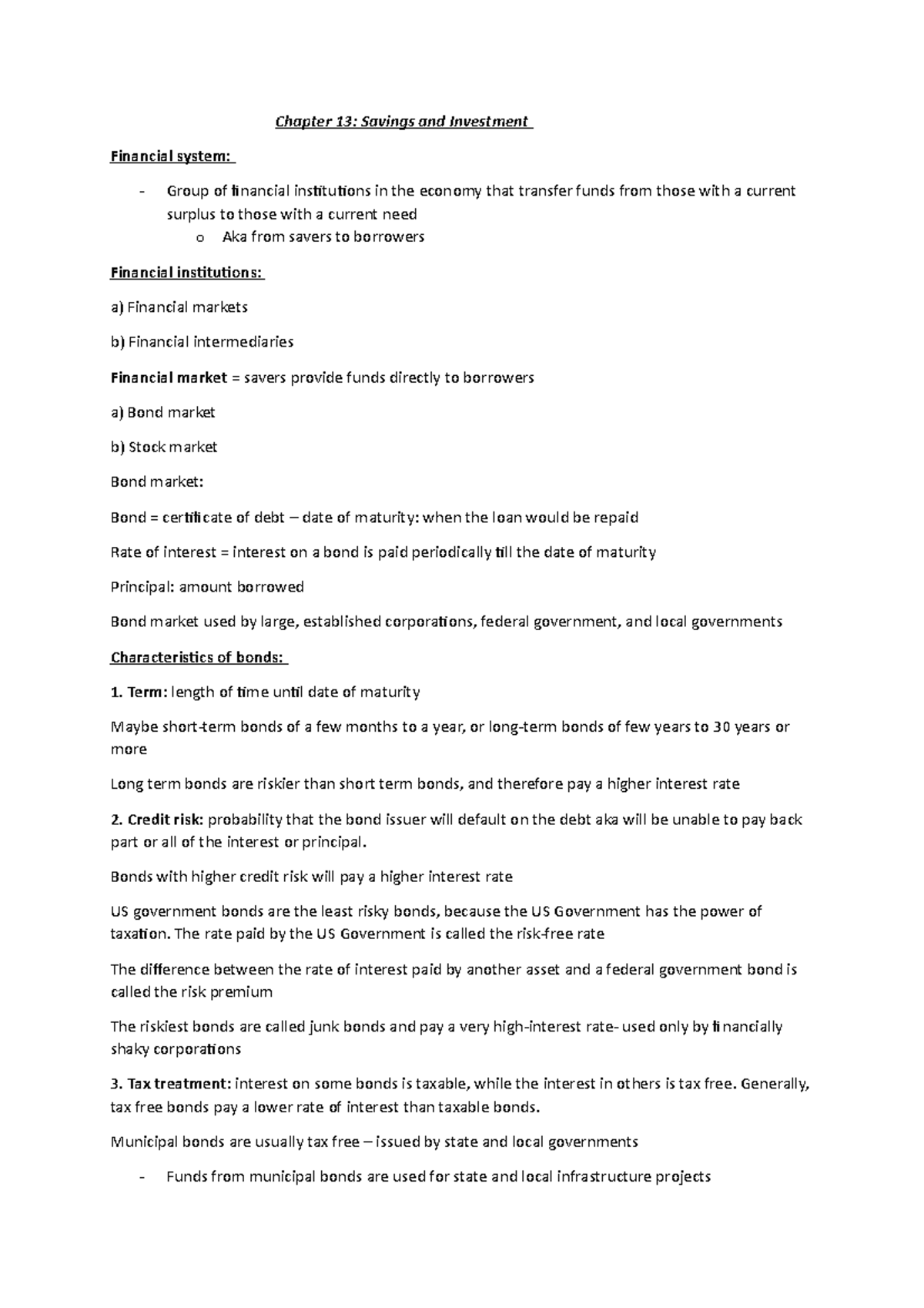 Chapter 13 - Instructure: Abir Mandal - Chapter 13: Savings and ...