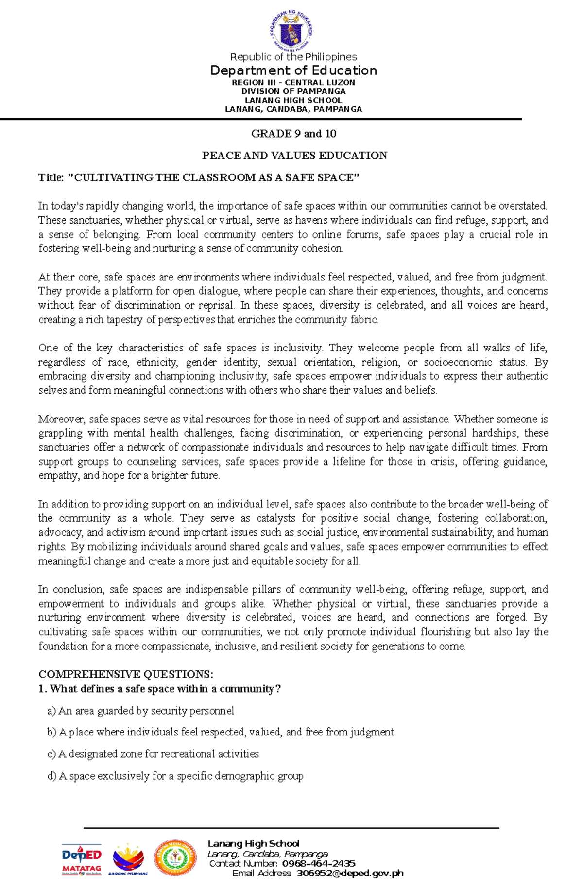 FEB.15- Grade 9-and-10- Reading- Enrichment-AND- Enhancement- Activity - Lanang High School ...