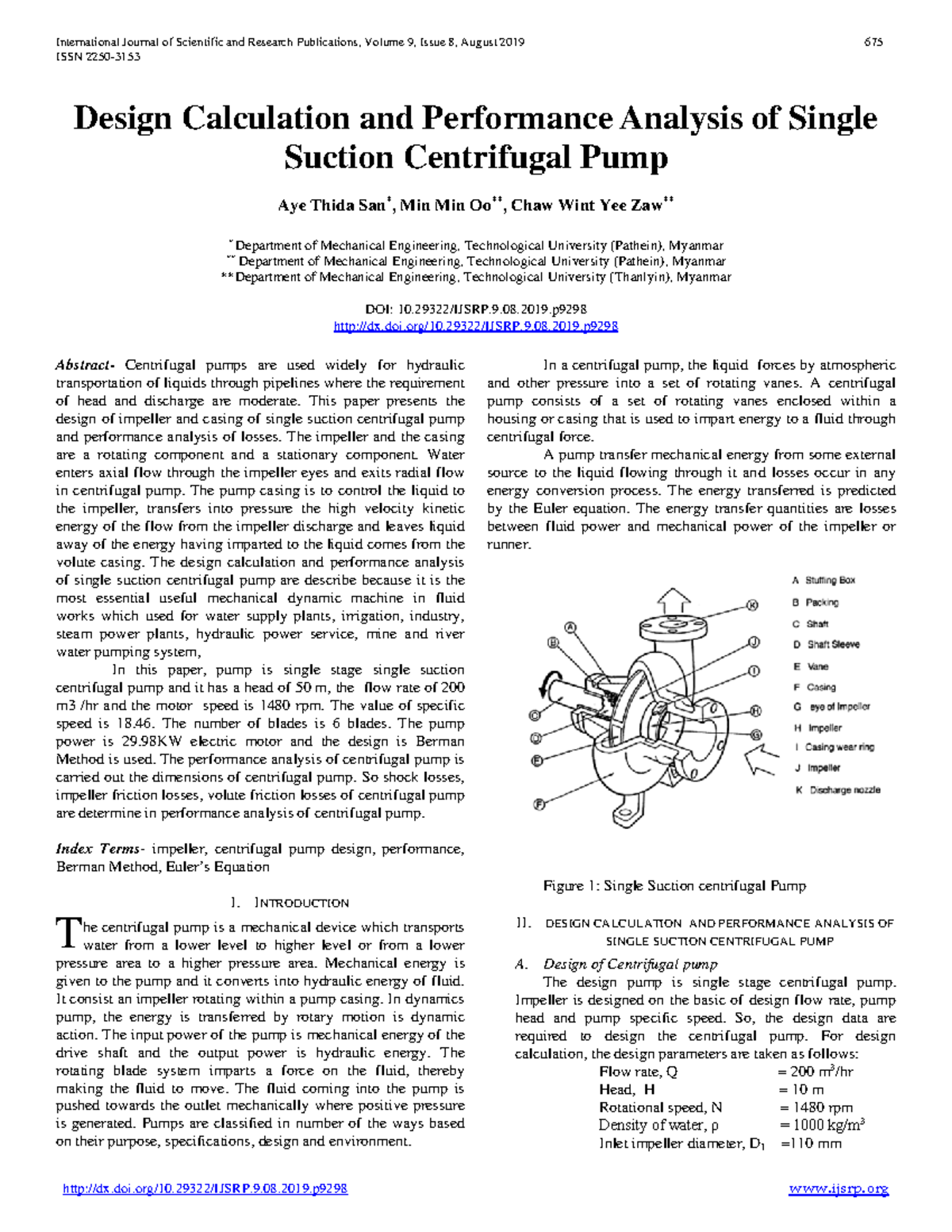 Clac pump - Bhhhh - ISSN 2250- Design Calculation and Performance ...