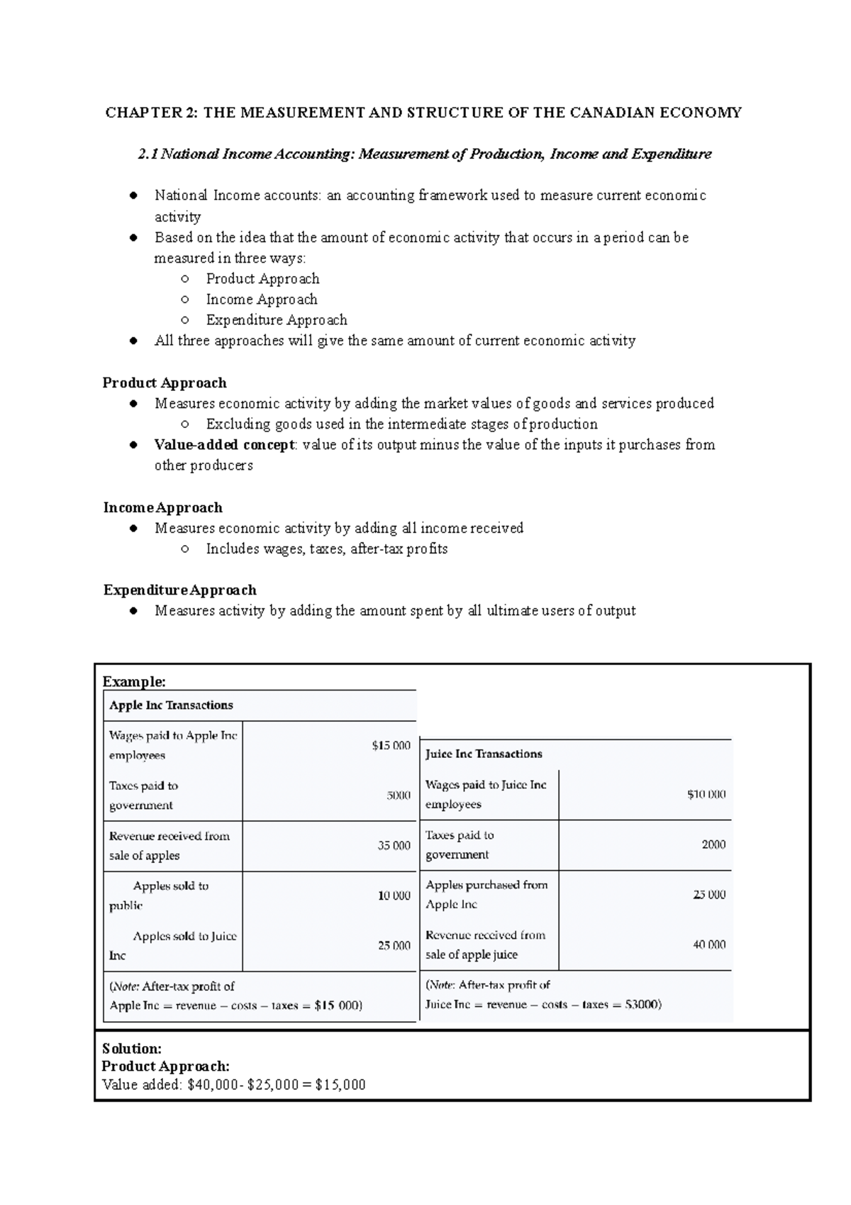 Chapter 2 THE Measurement AND Structure OF THE Canadian Economy ...