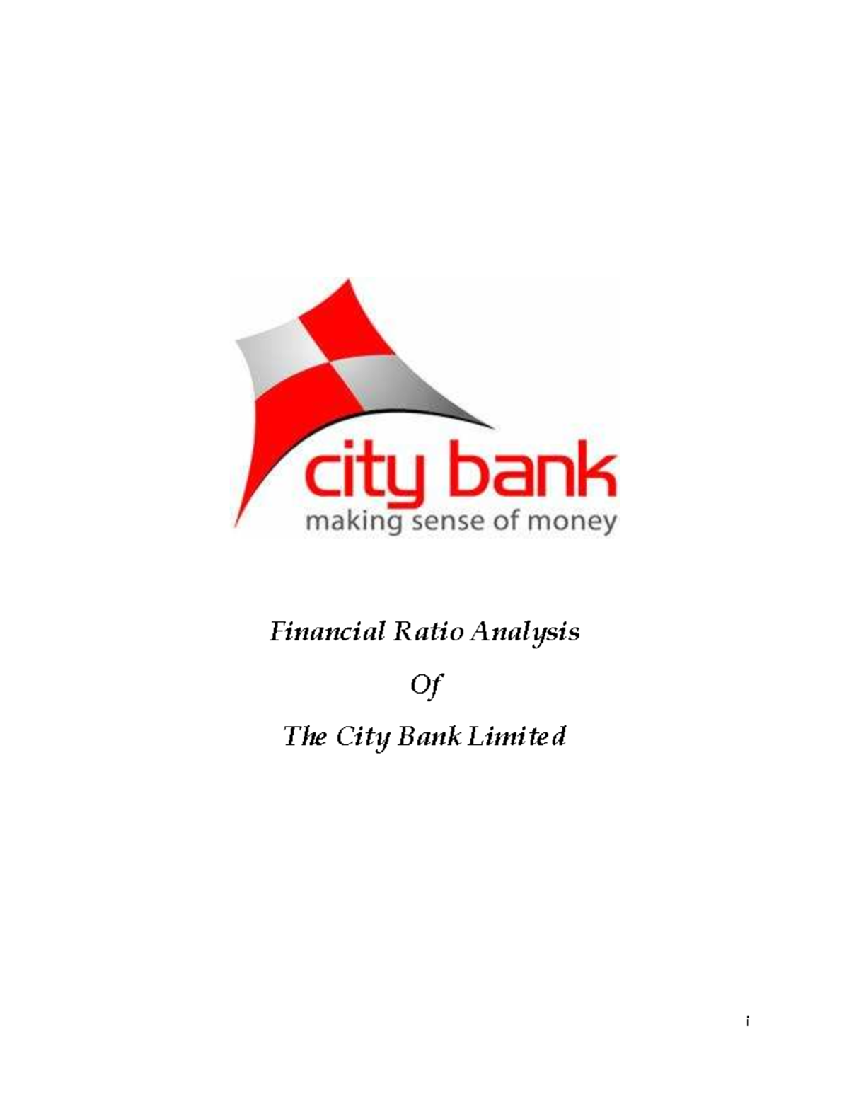 Financial Ratio Analysis Of The City Bank - i Financial Ratio Analysis ...