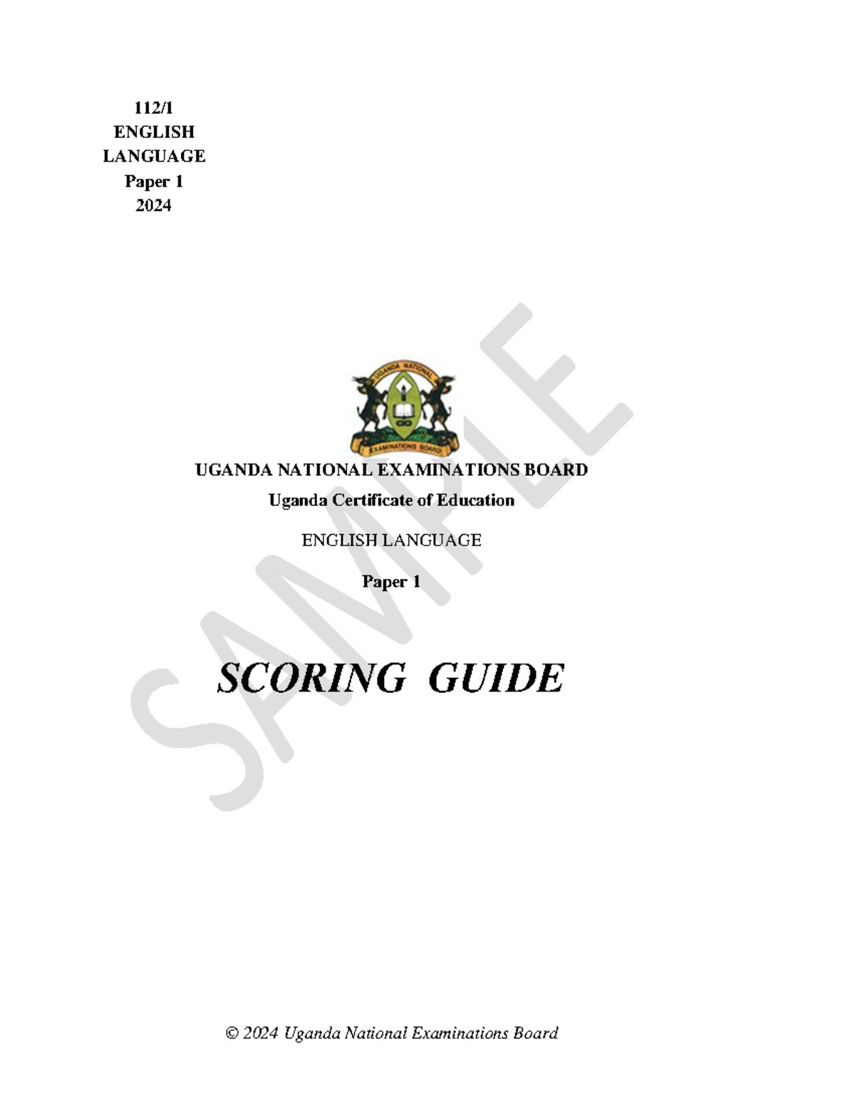 English paper 1 guide - © 2024 Uganda National Examinations Board ...