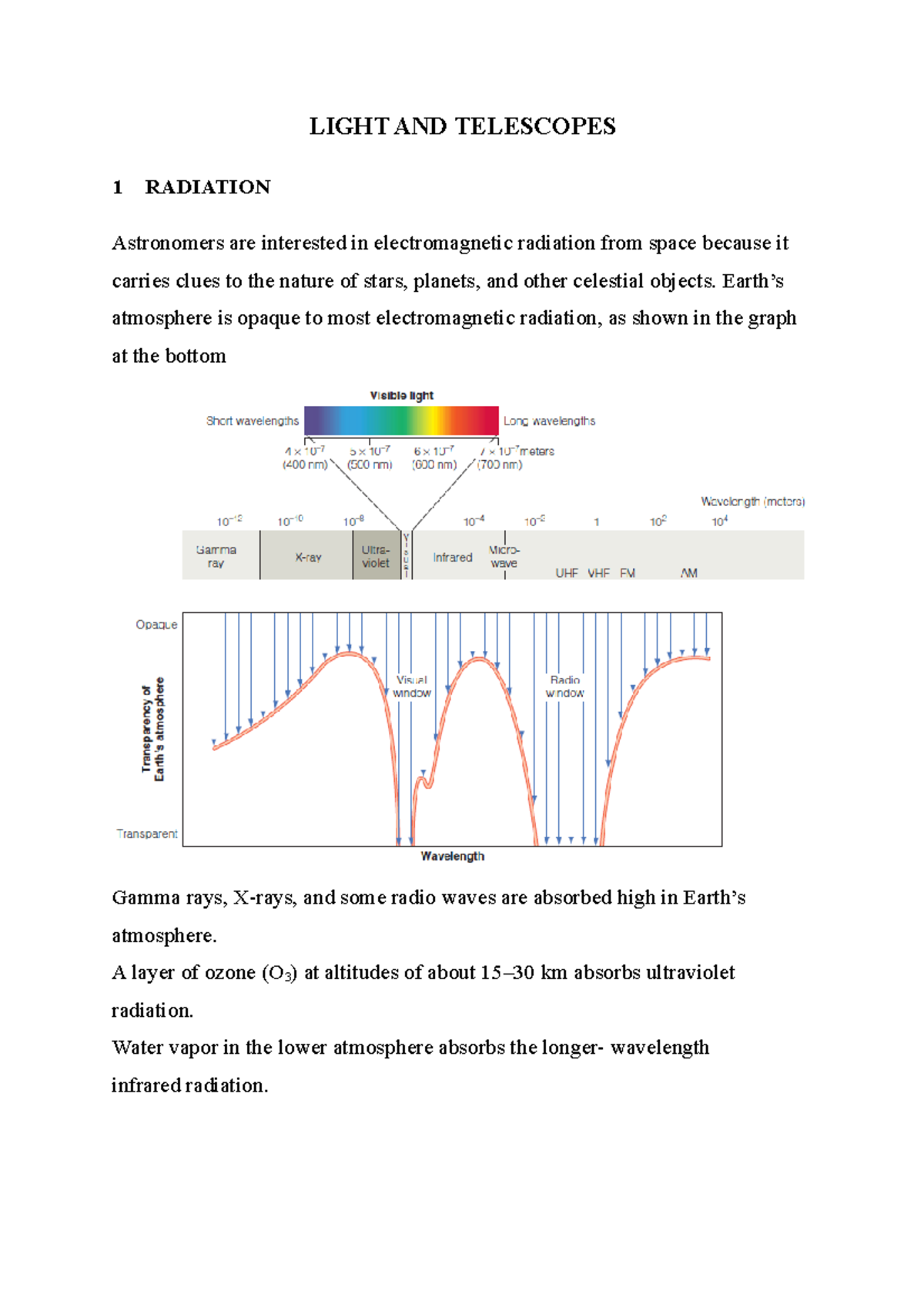 Light AND Telescopes - LIGHT AND TELESCOPES 1 RADIATION Astronomers are ...