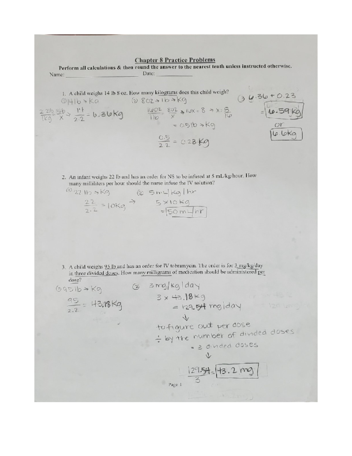 NURS 301 Chapter 8 Practice Problem Answers PT1 - 301 - Studocu