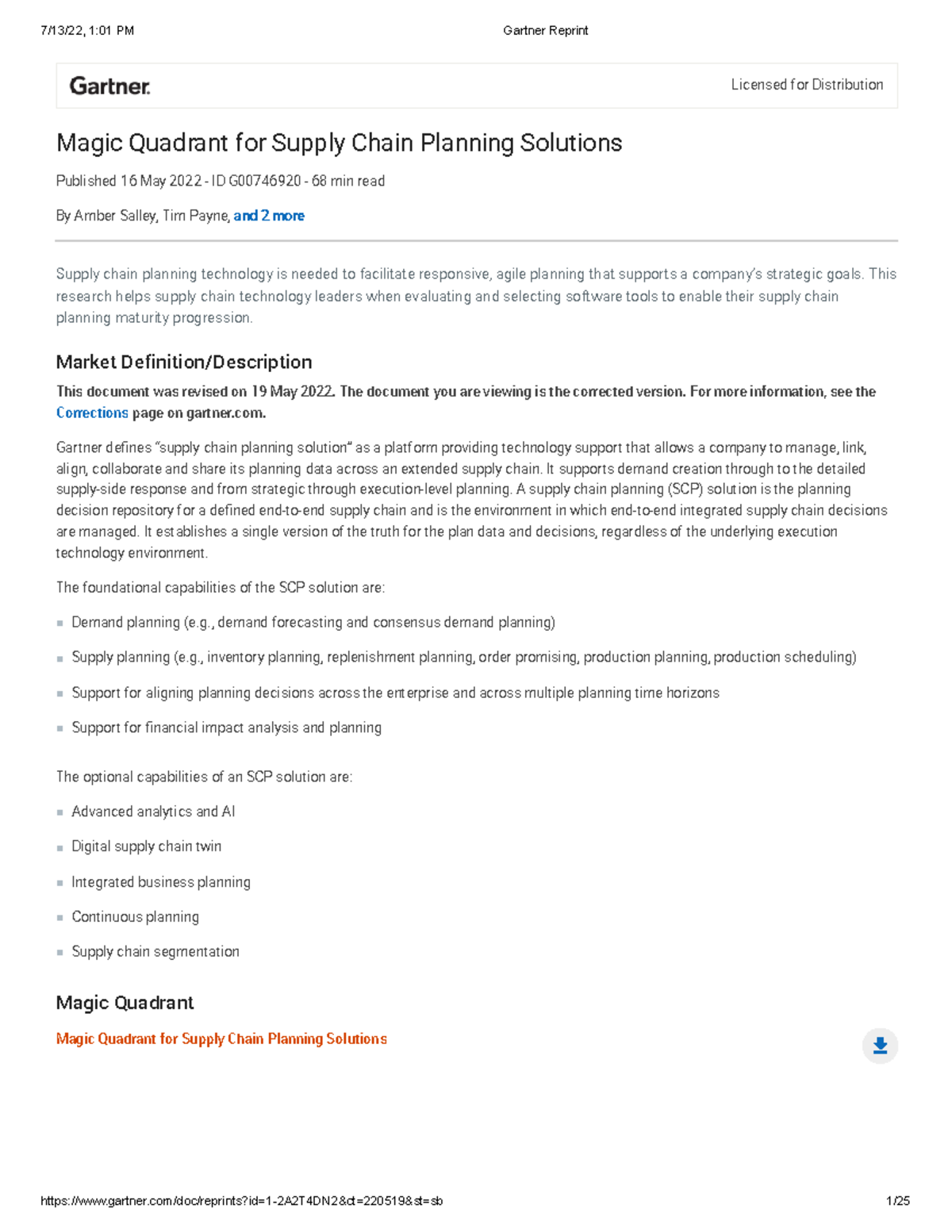 Magic Quadrant explanation Gartner Reprint - 1:01 PM Gartner Reprint ...