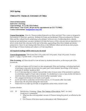 Chin 251 position paper 2 - Mahnoor Ayaz 03/15/ Professor Dai CHIN 251 ...