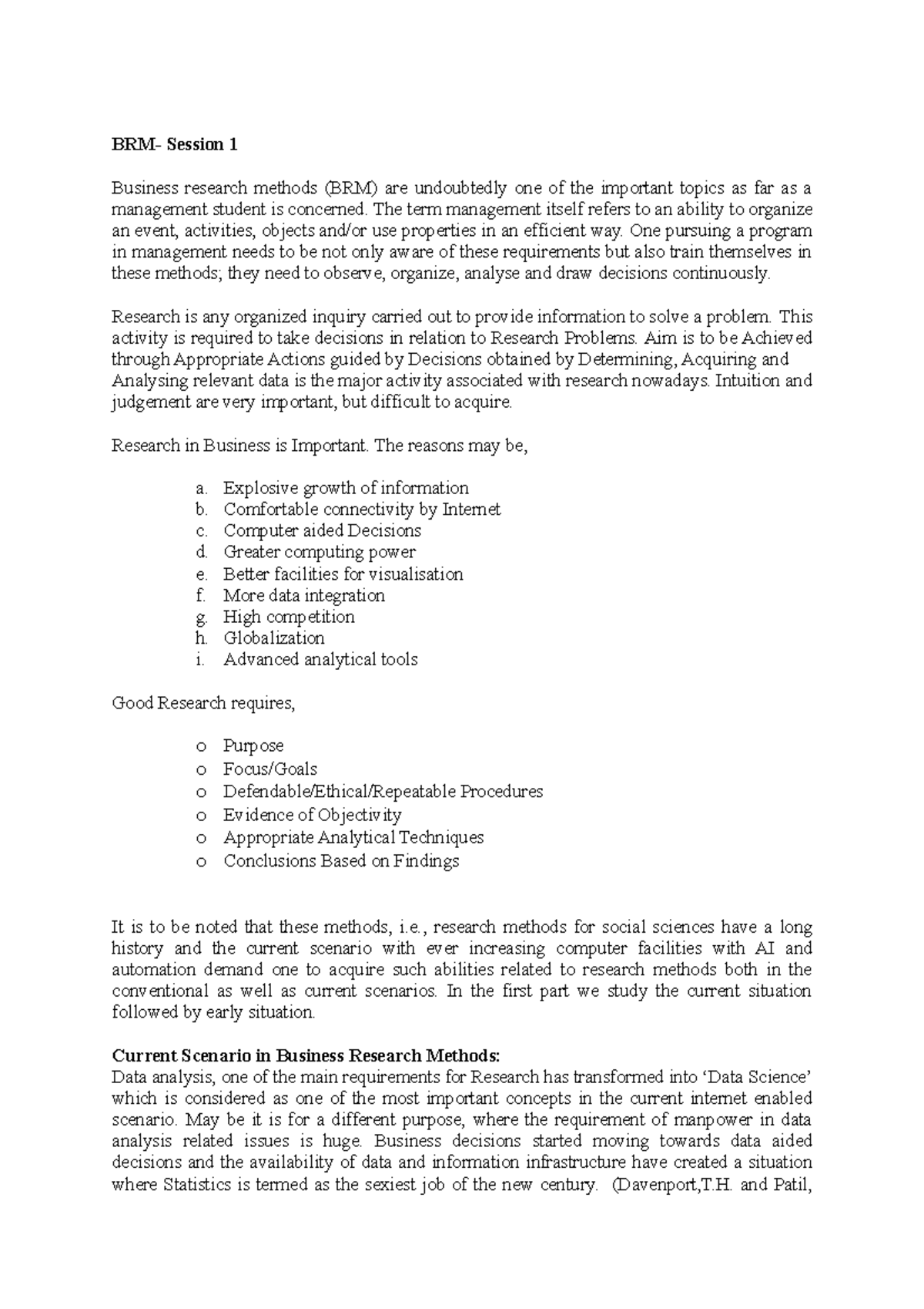 BRM1 - additional - BRM- Session 1 Business research methods (BRM) are ...