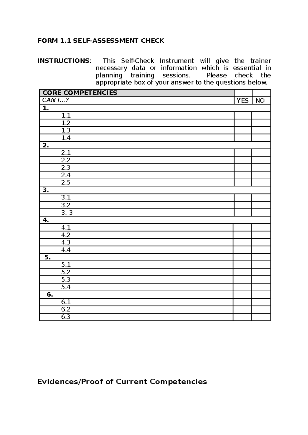 02 Determining Trainees Training Requirements - FORM 1 SELF-ASSESSMENT ...