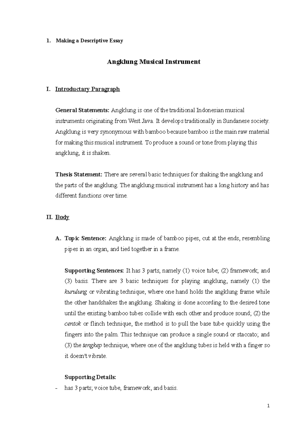 2 - essai - Making a Descriptive Essay Angklung Musical Instrument I ...