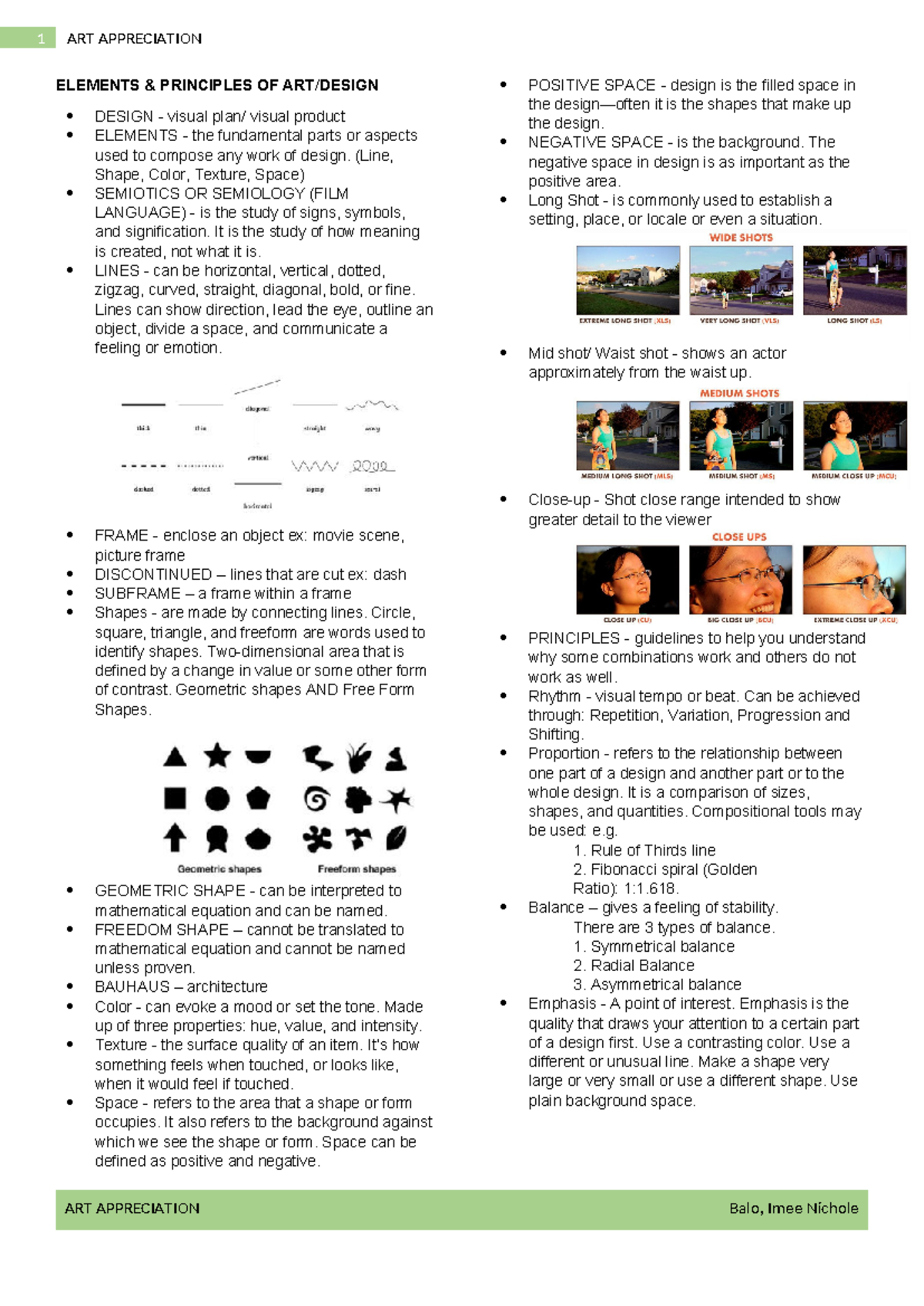 ART Appre Notes - 1 ART APPRECIATION ELEMENTS & PRINCIPLES OF ART ...