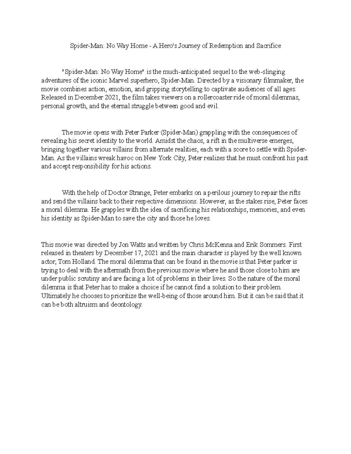 GED107-completion-Part1 - Spider-Man: No Way Home - A Hero's Journey of ...