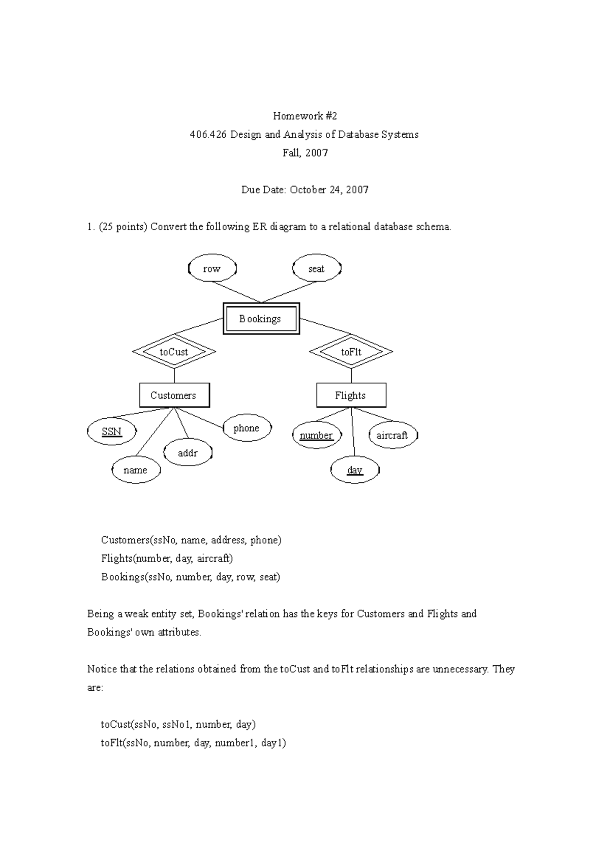 database management system - Homework 406 Design and Analysis of ...
