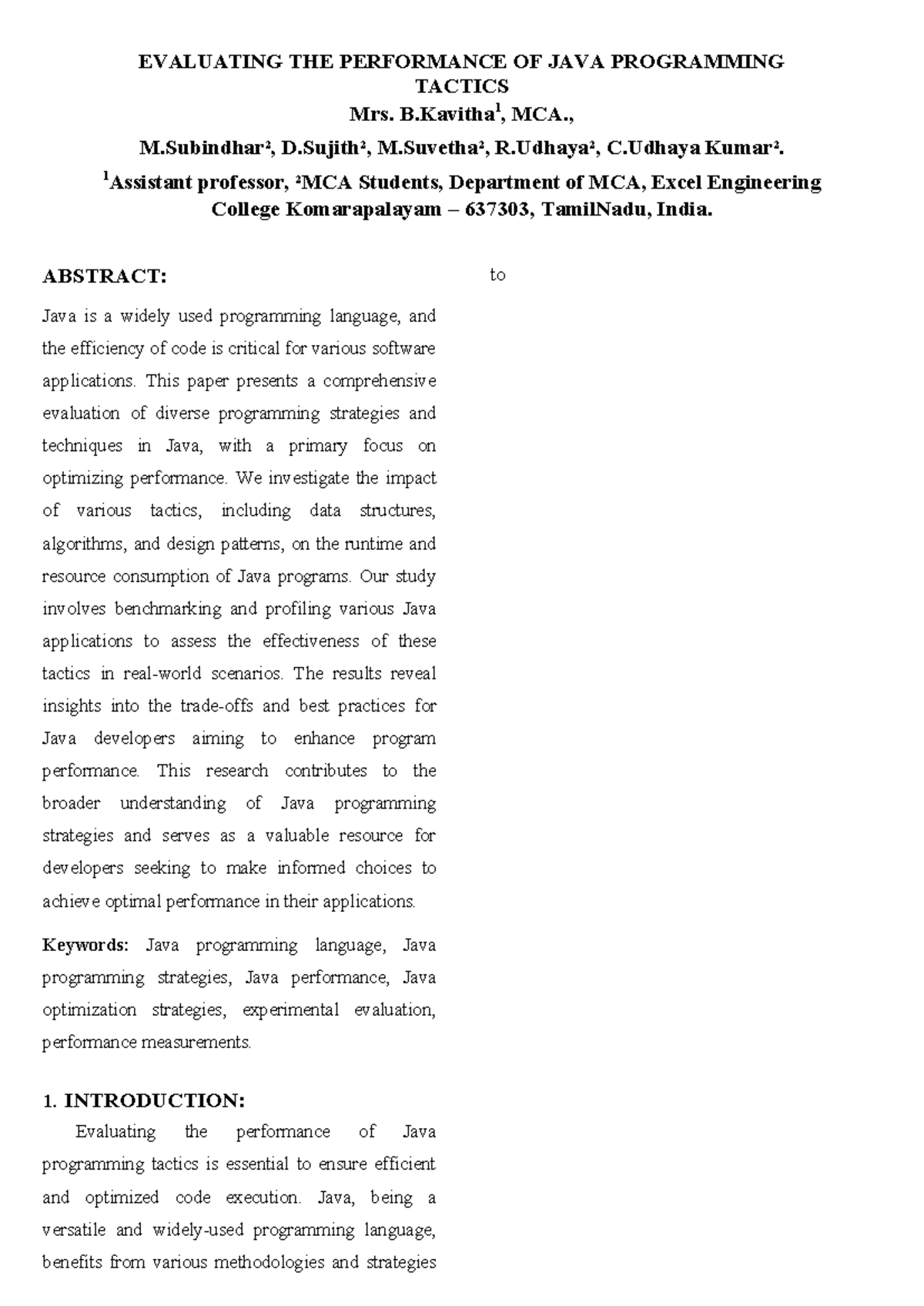 Evaluating the performance of java programming tactics-1 - EVALUATING THE PERFORMANCE OF JAVA ...