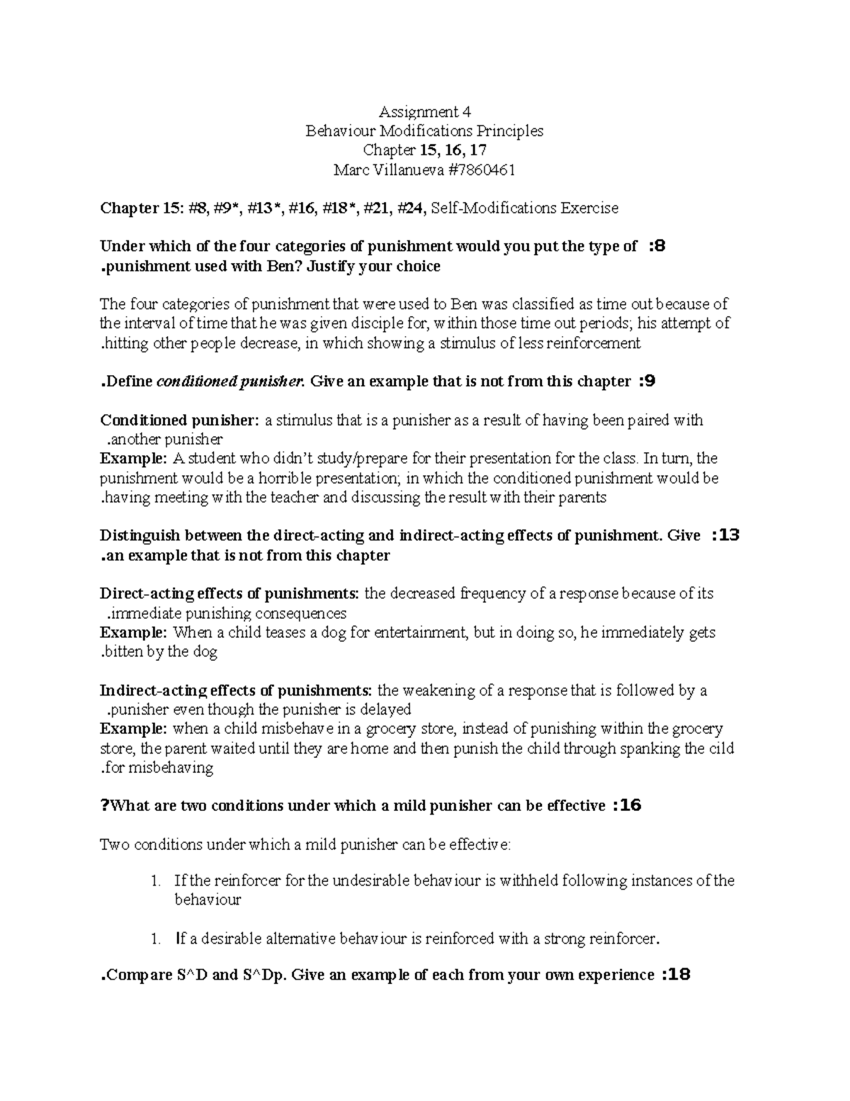 Assignment 4 Behaviour Mod Principles - Assignment 4 Behaviour ...