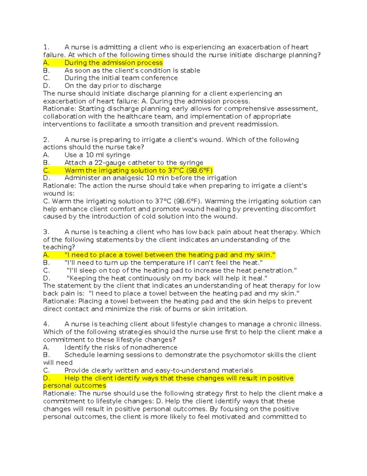 ATI - Set 3 - ATI Fundamentals - A nurse is admitting a client who is ...