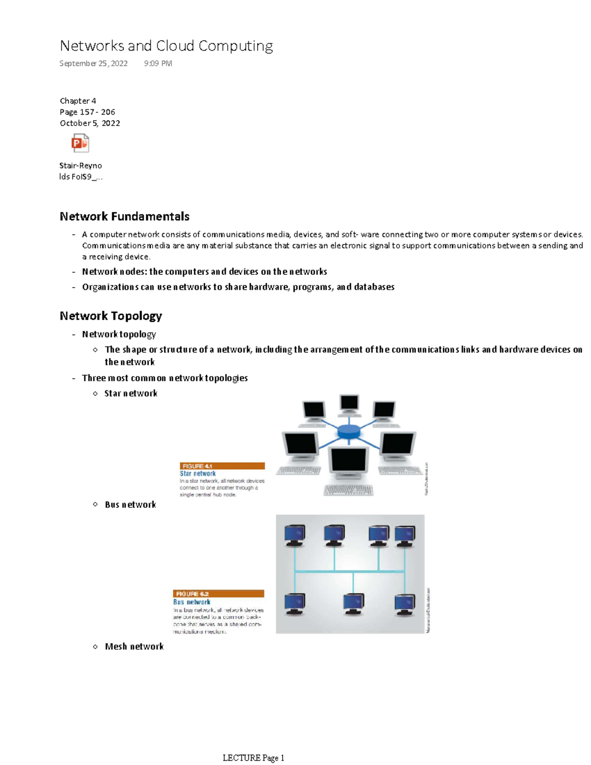 Network and Cloud Computing - Chapter 4 - Chapter 4 Page 157 - 206 October 5, 2022 Stair-Reyno ...